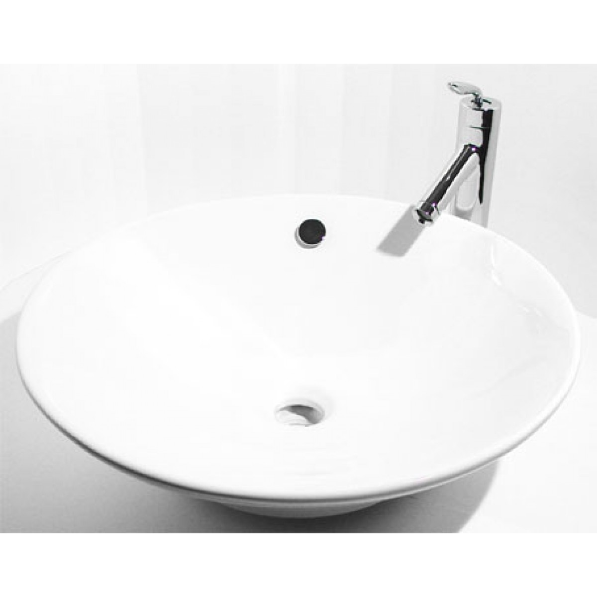 Round Porcelain Ceramic Countertop Bathroom Vessel Sink - 21 x 6-1/4 Inch