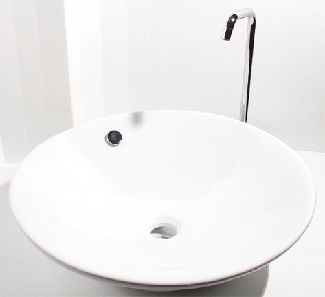 Round Porcelain Ceramic Countertop Bathroom Vessel Sink - 21 x 6-1/4 Inch