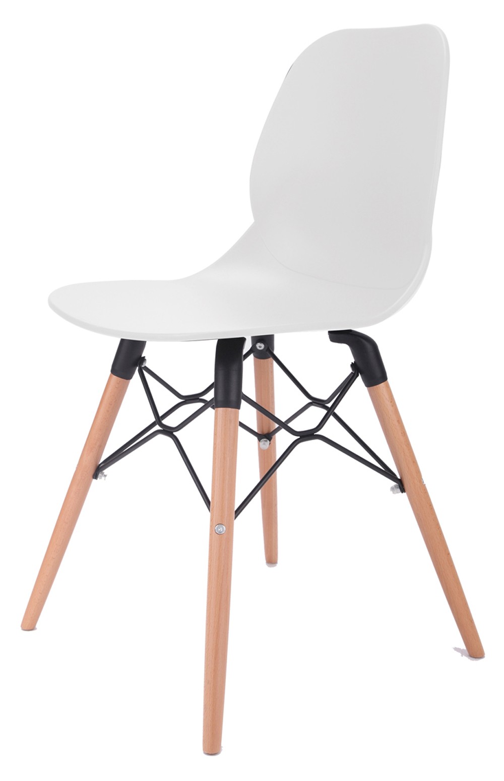Joy Series White Dining Shell Side Designer Task Chair with Beech Wood Legs